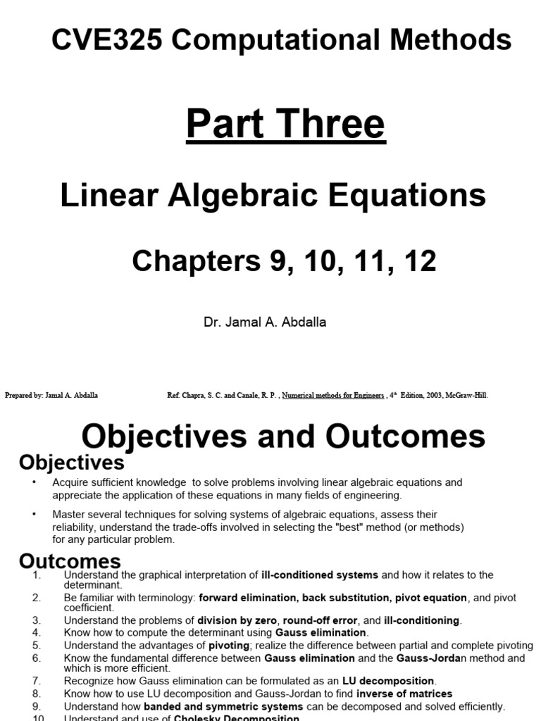 Part 3 - Linear Algebraic Equations CH. 9, 10, 11, 12 | PDF