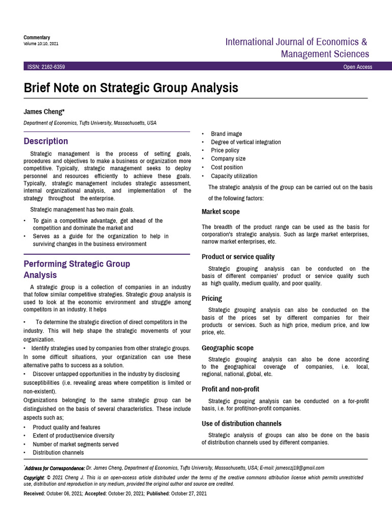 Brief Note On Strategic Group Analysis | PDF