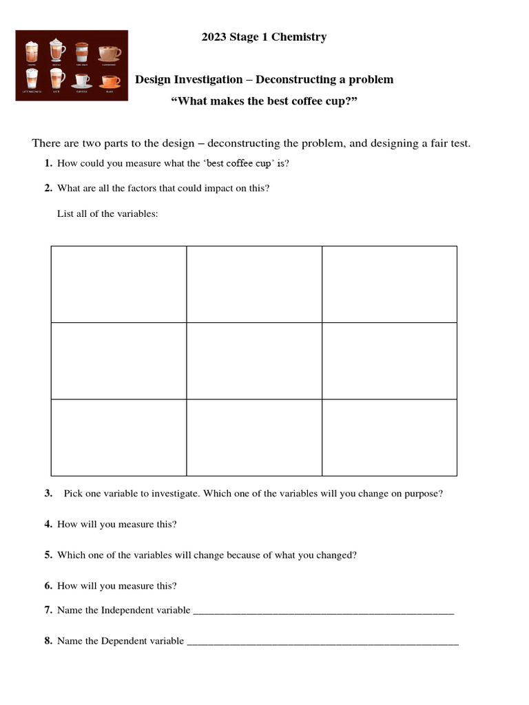 Design Template Formative 11chem Coffee Cup | PDF