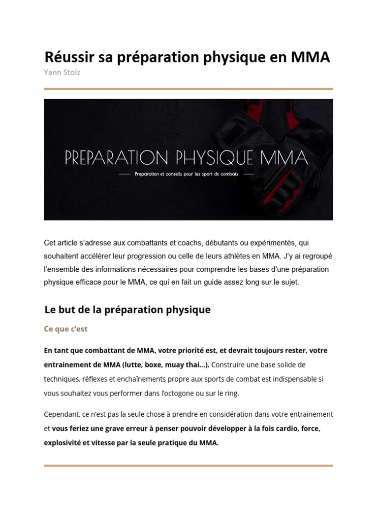 Préparation Physique Efficace en MMA | PDF | Évolution de carrière ...