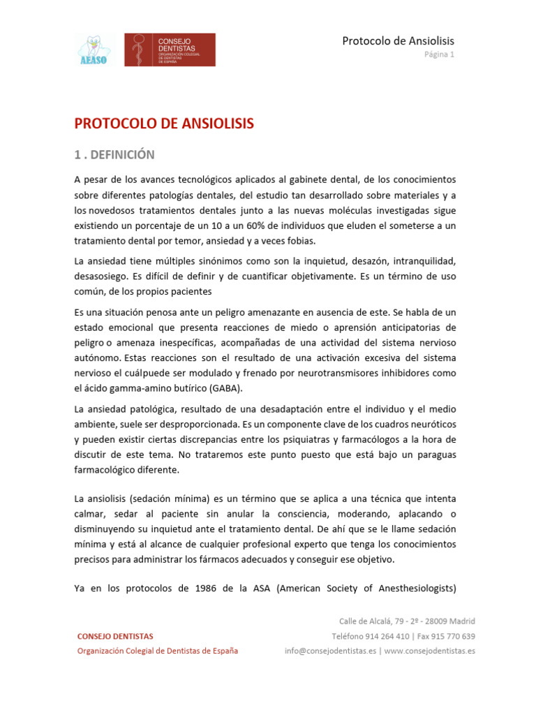 Protocolo-Ansiolisis en Odontologia | PDF