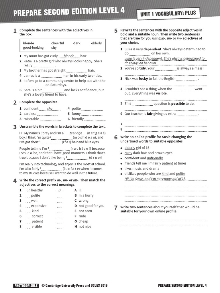 PREPARE_4_Vocabulary_Plus_Unit_01 | PDF