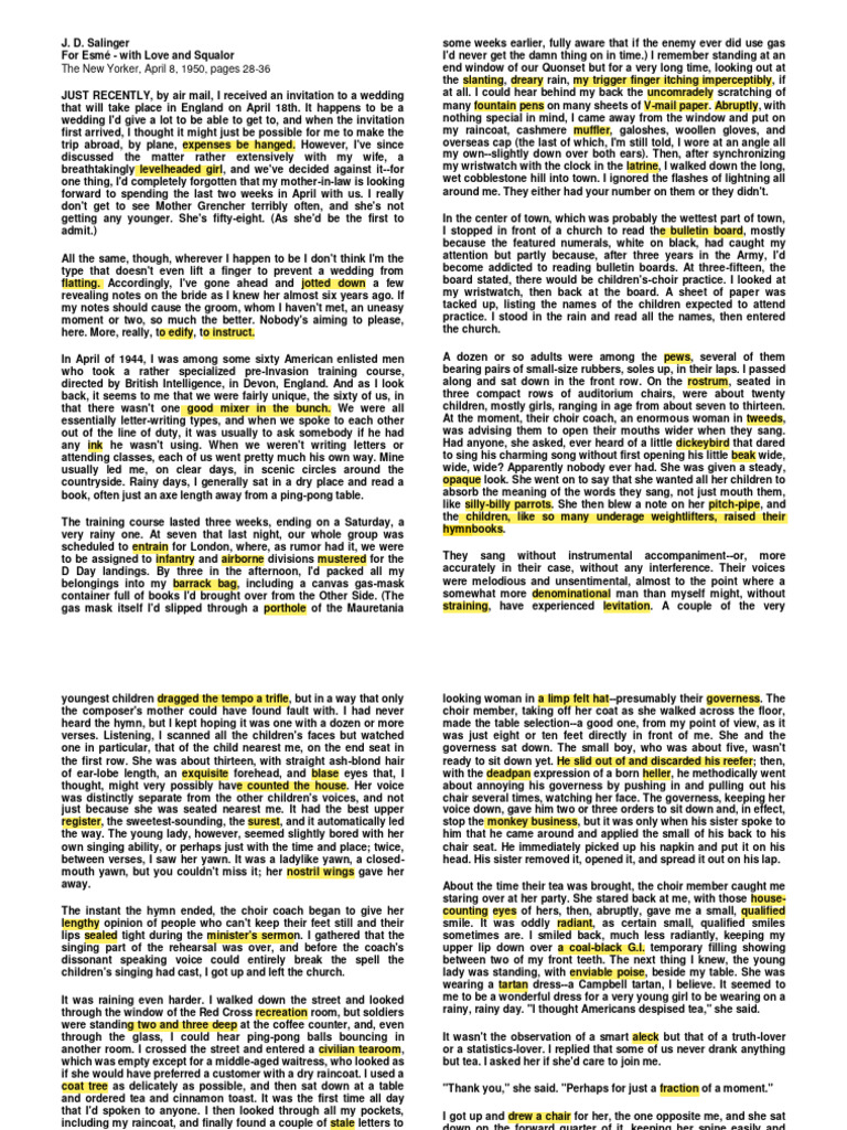 Salinger - For Esme | PDF | Art | Mystery, Thriller & Crime Fiction