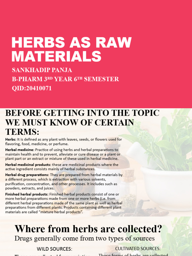 Herbs As Raw Materials | PDF | Agriculture | Soil