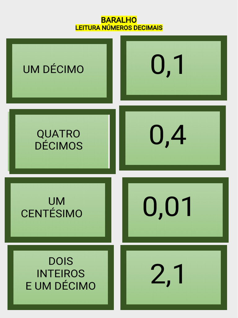 Baralho Dos Decimais | PDF