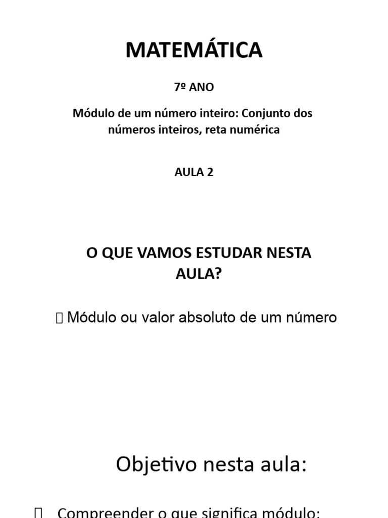 EnFundII - Matemática - 7ºano - Slide - Aula 02 | PDF