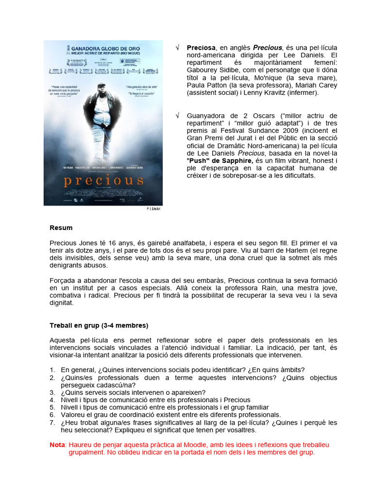 Pràctica Film Precious 20-21 | PDF