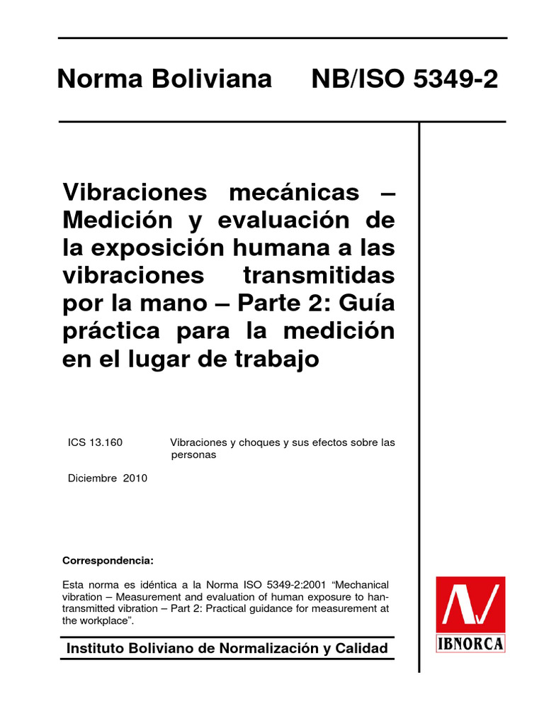 Aceleración Mano Brazo NB-ISO-5349-2-201045 | PDF | Ciencia y ...