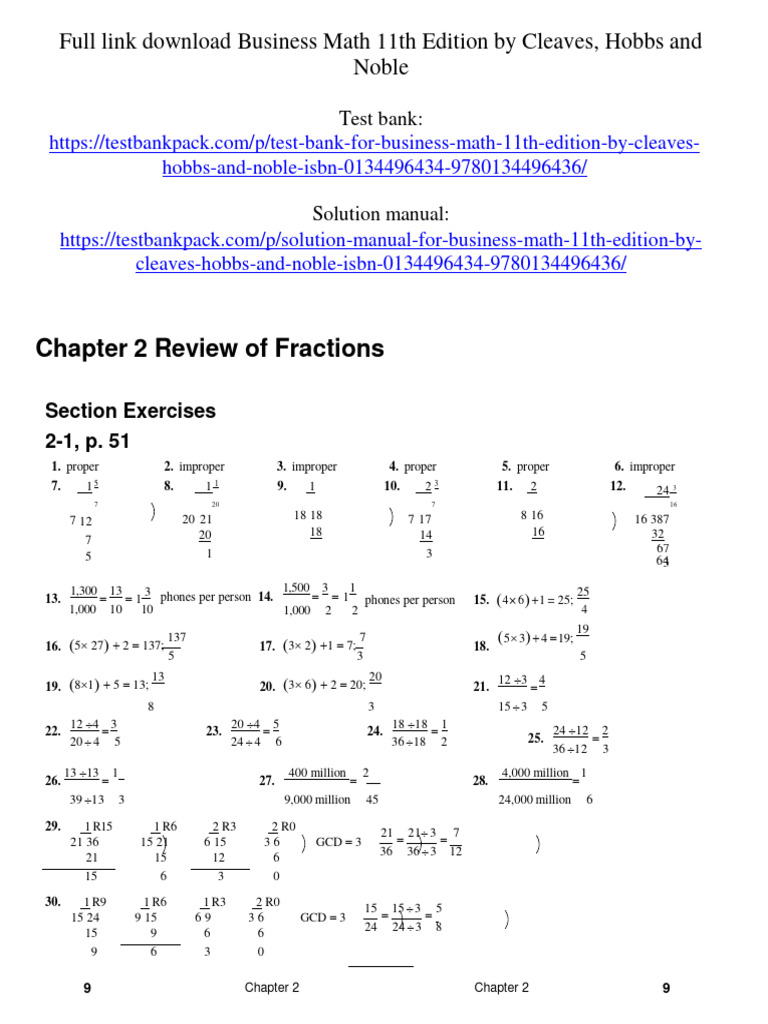 Solution Manual For Business Math 11th Edition by Cleaves Hobbs and ...