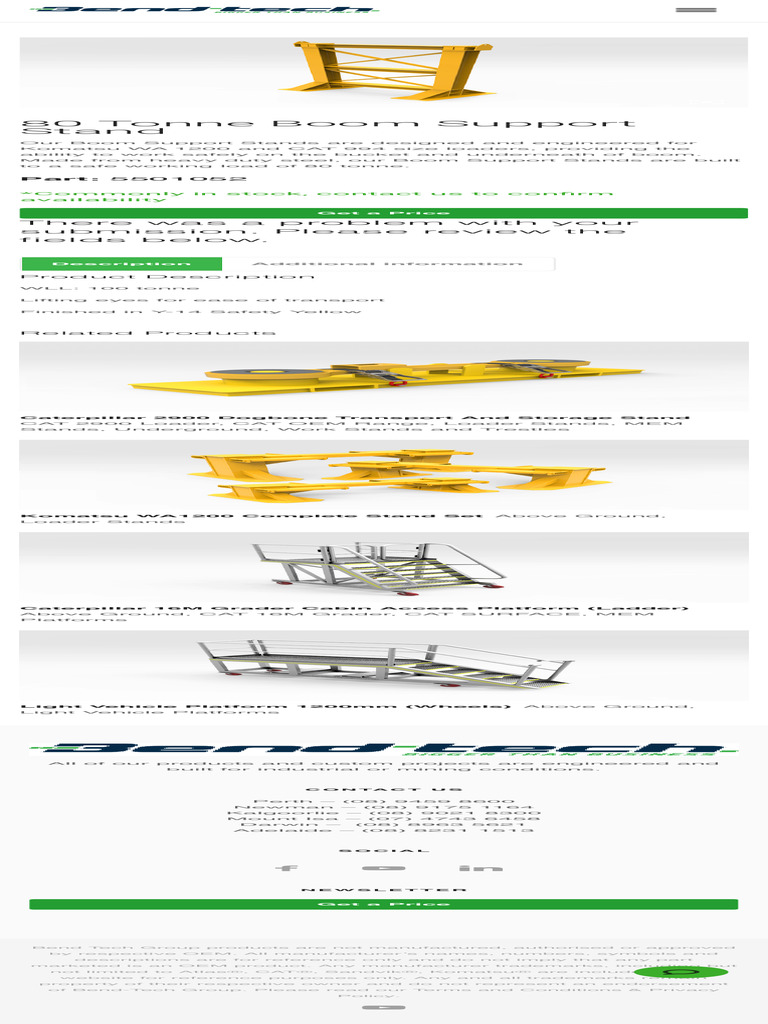 80 Tonne Boom Support Stand - Bend-Tech Group | PDF