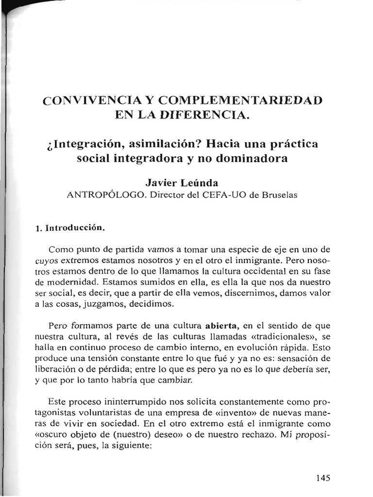 Convivencia y Complementariedad-Leúnda, Javier | PDF