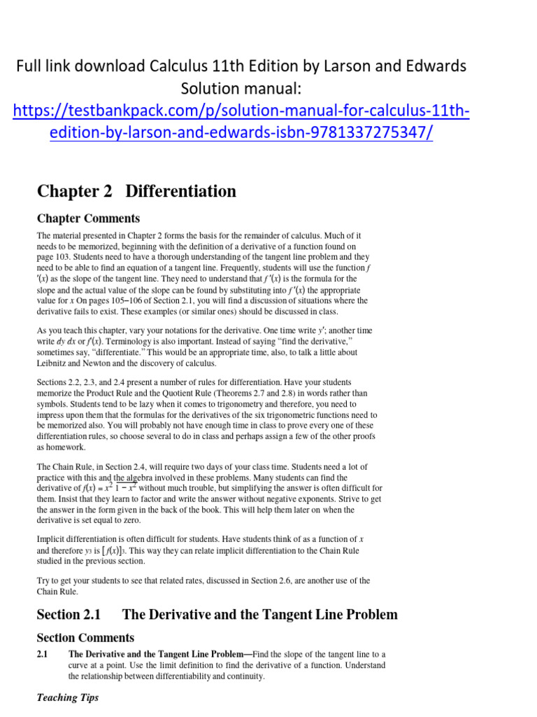 Solution Manual For Calculus 11th Edition by Larson and Edwards ISBN ...