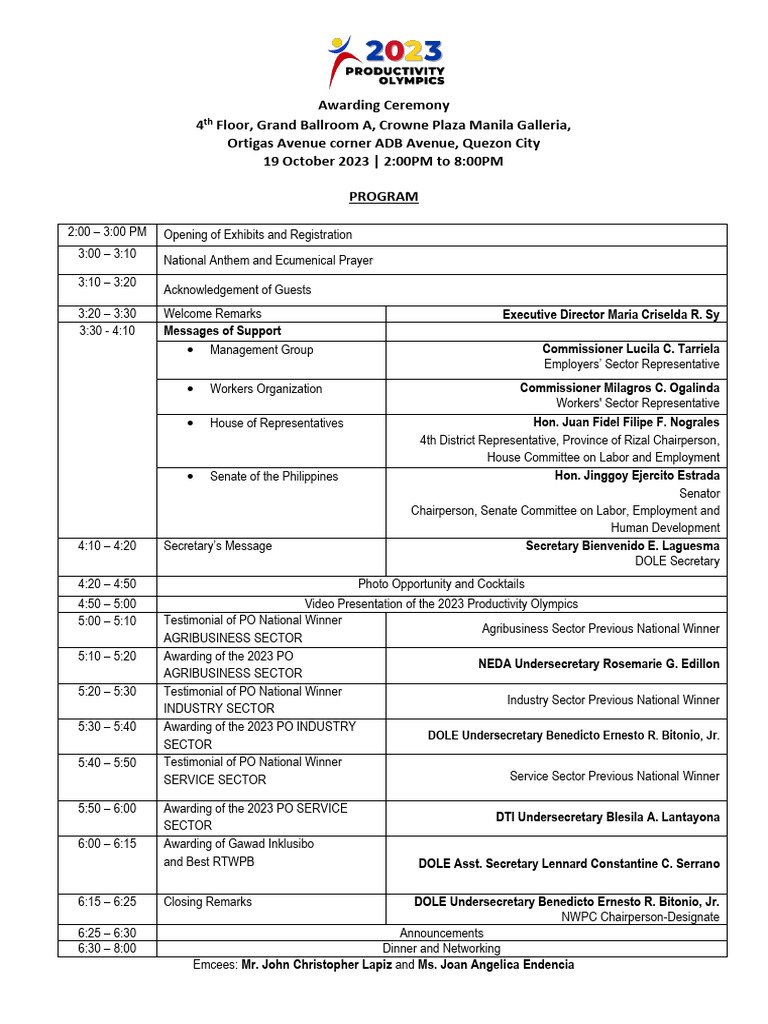 2023 PO - Program 10022023 | PDF