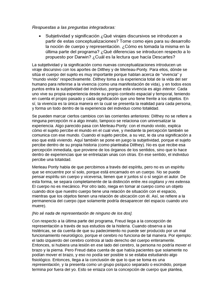 Respuestas A Las Preguntas Integradoras HISTORIA ROSSI | PDF