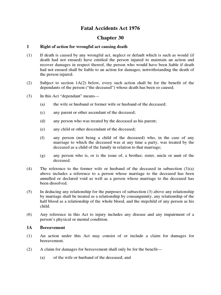 31 Fatal Accidents Act 1976 | PDF