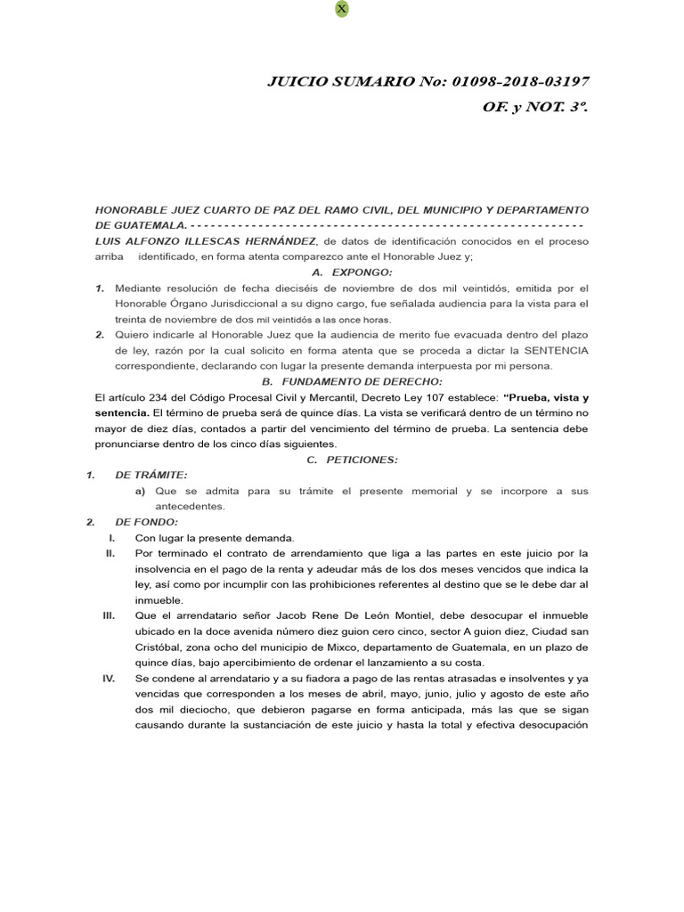 Solicitud de Sentencia | PDF Solicitud de Sentencia | PDF