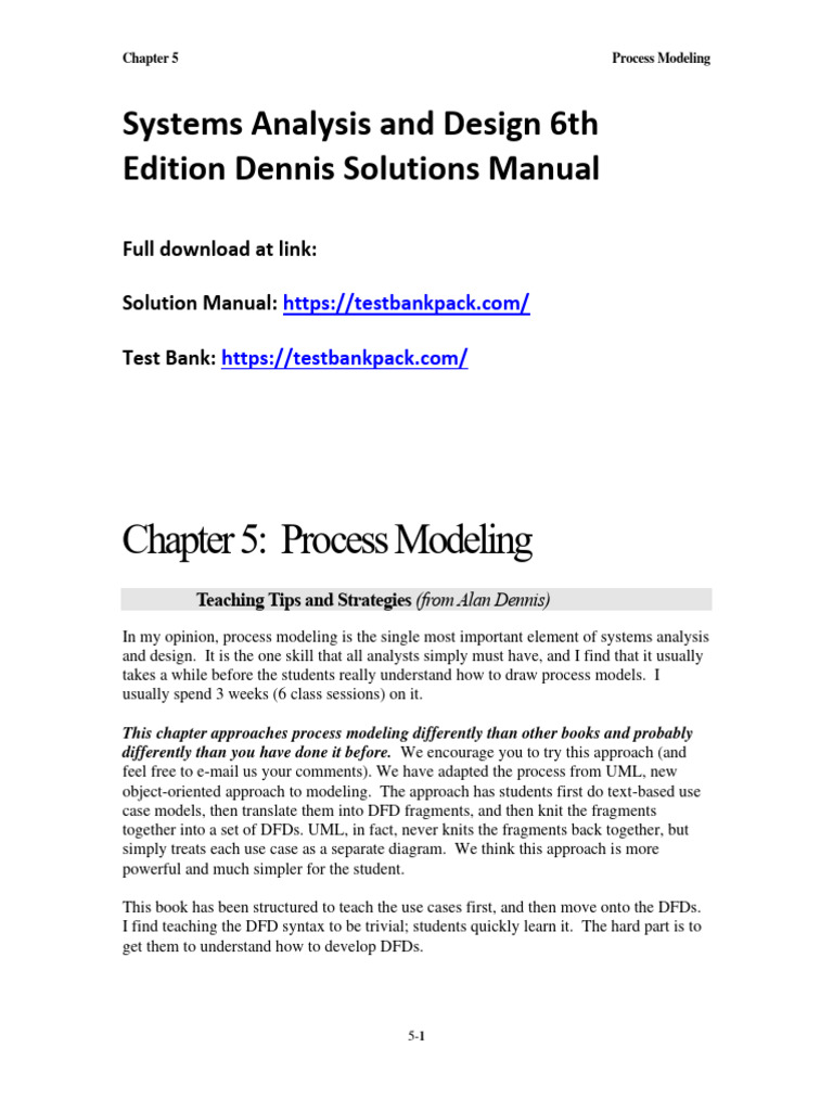Systems Analysis and Design 6th Edition Dennis Solutions Manual 1 | PDF