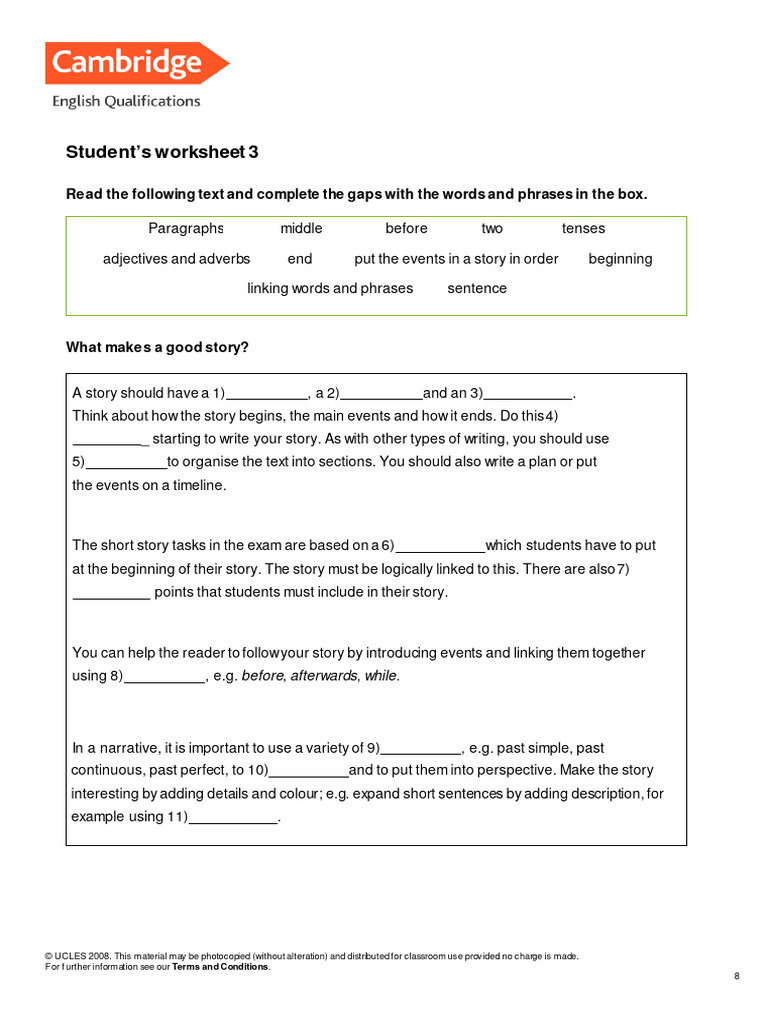 Writing A Story Exercises | PDF