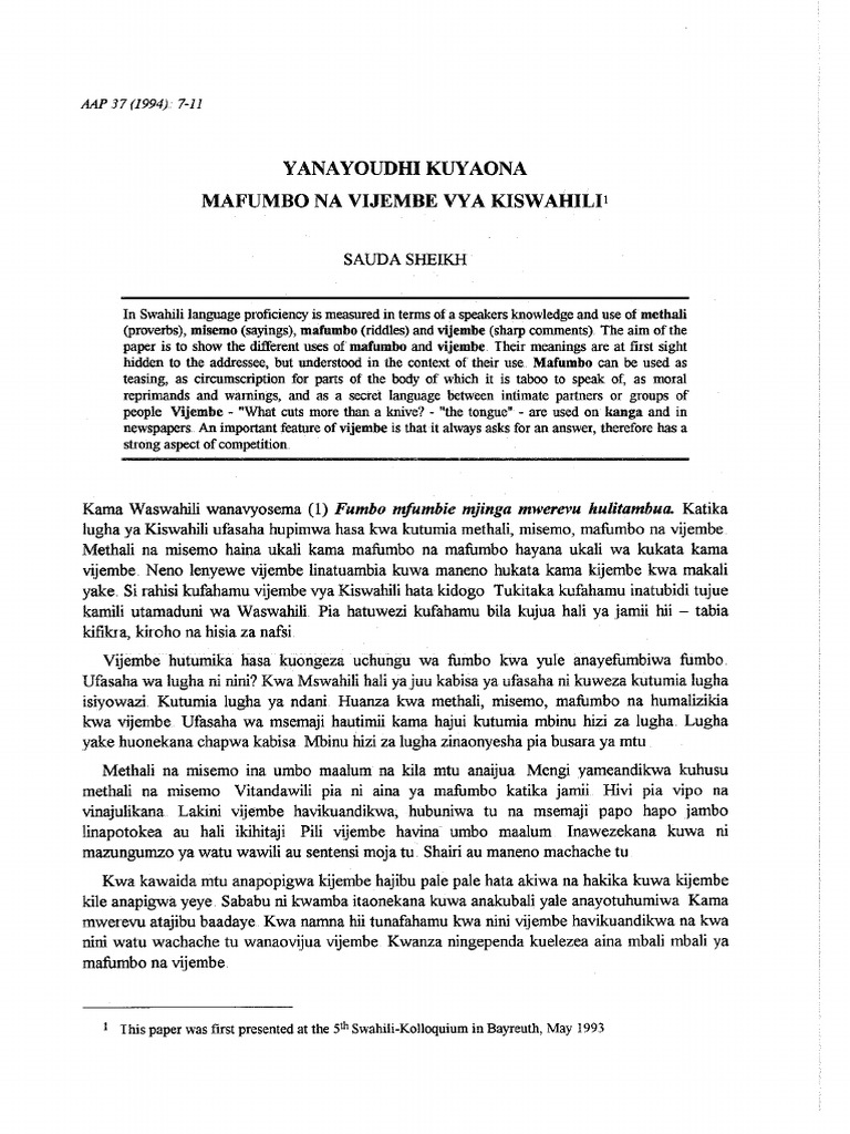 Yanayoudhikuyaona Mafumbo Na Vijembe Vy A Kiswahili: Fumbo Mfumbie ...