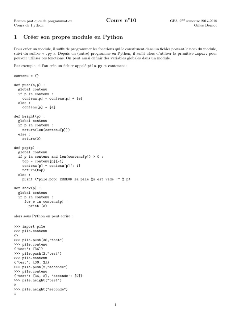 Création de modules en Python | PDF