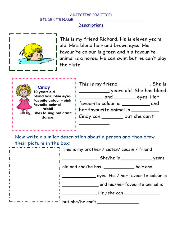 Adjective Practice 1 | PDF