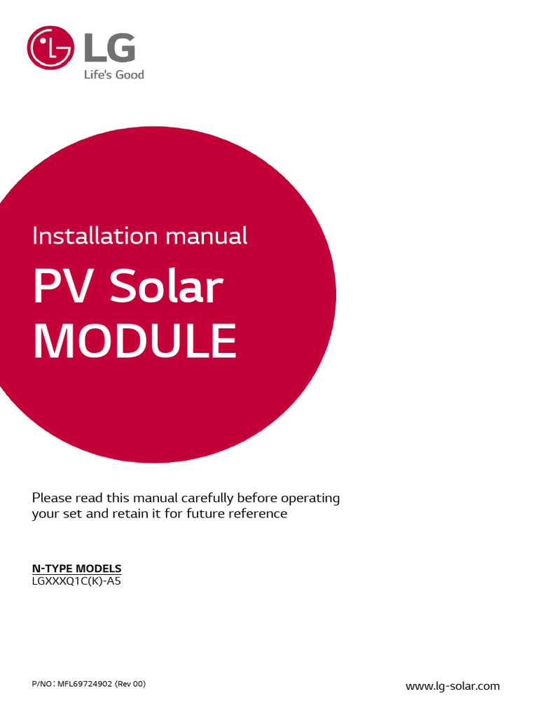 LG Solar PV Module Installation Guide | PDF | Solar Panel | Electrical ...