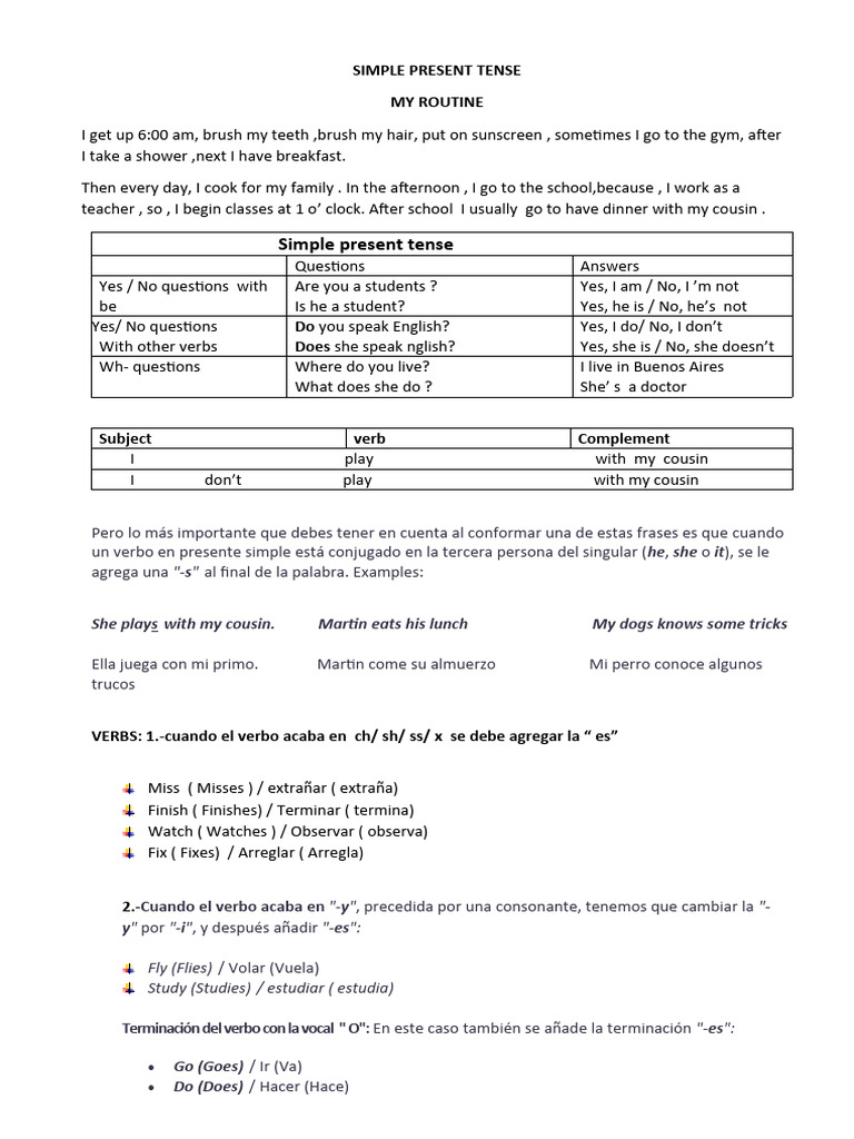 Ficha de Simple Present | PDF