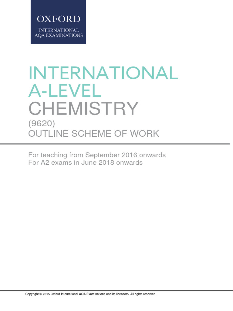 A Level Chemistry Scheme of Work 4.2 | PDF | Ph | Reaction Rate