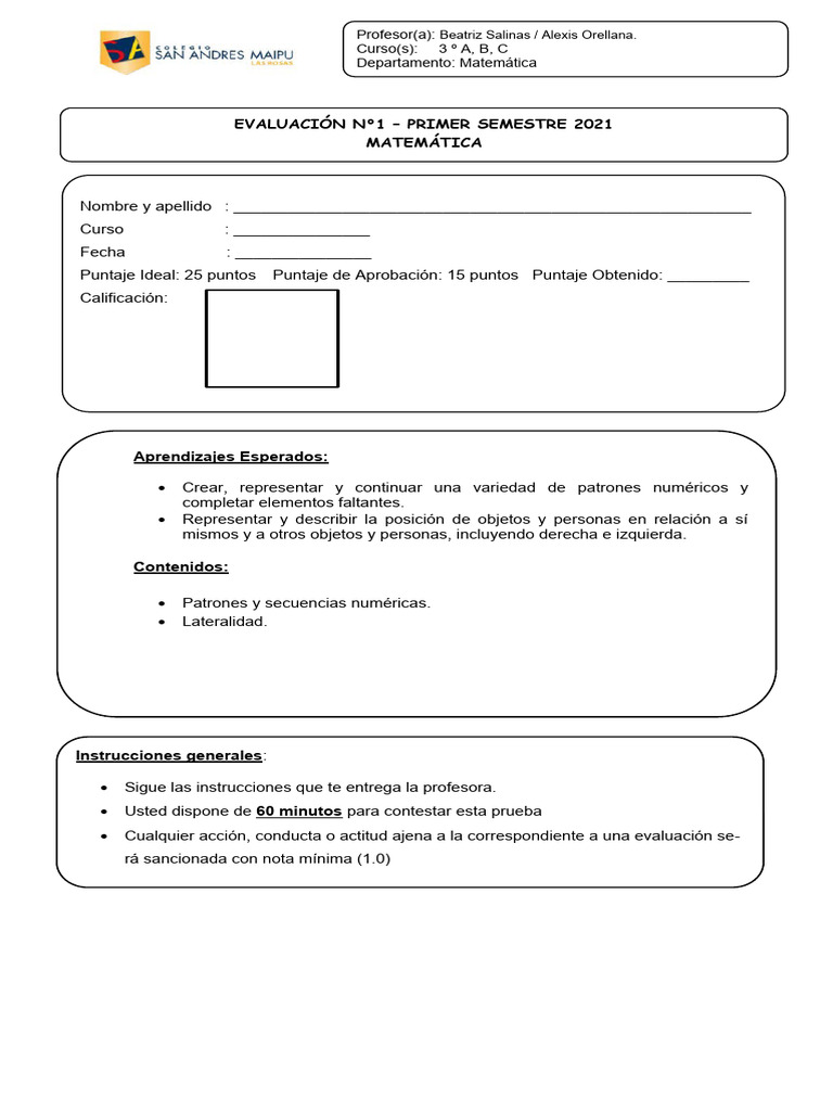 Prueba Nivelaciã N 3Â° Bã¡sico 2021 | PDF
