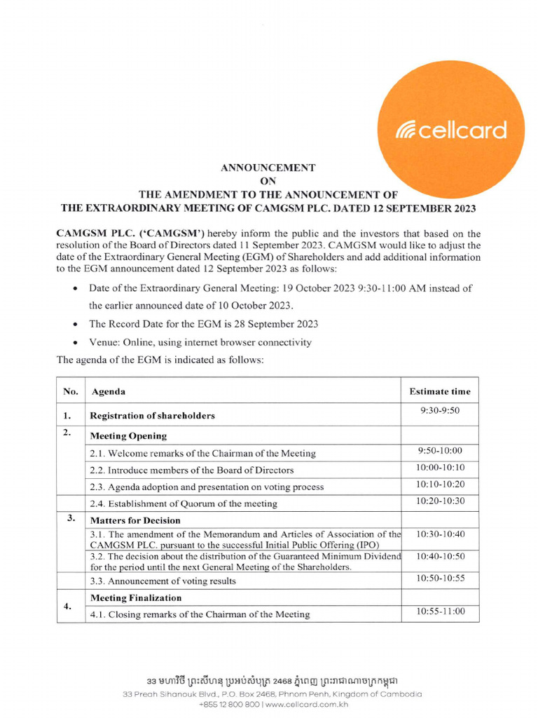 Announcement CAMGSM | PDF