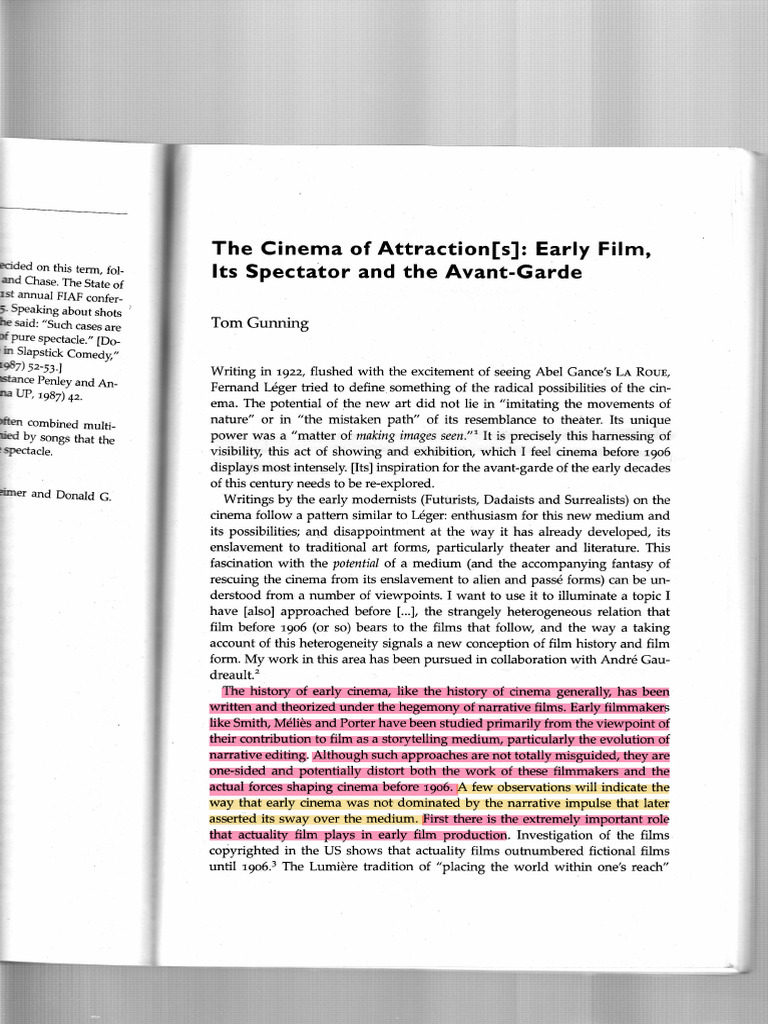 The Cinema of Attractions. Early Film, Its Spectator Anf The Avant-Garde by Tom Gunning | PDF