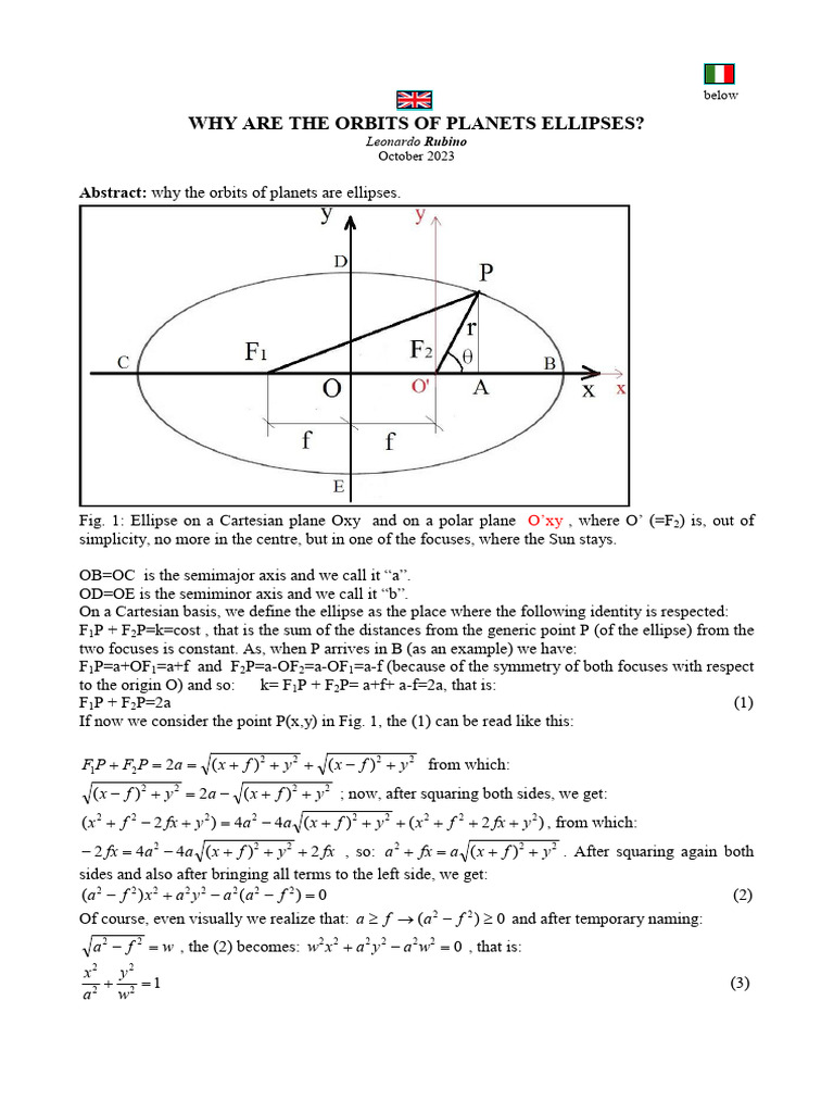Why Are The Orbits of Planets Ellipses-Eng+Ita | PDF | Orbit | Ellipse