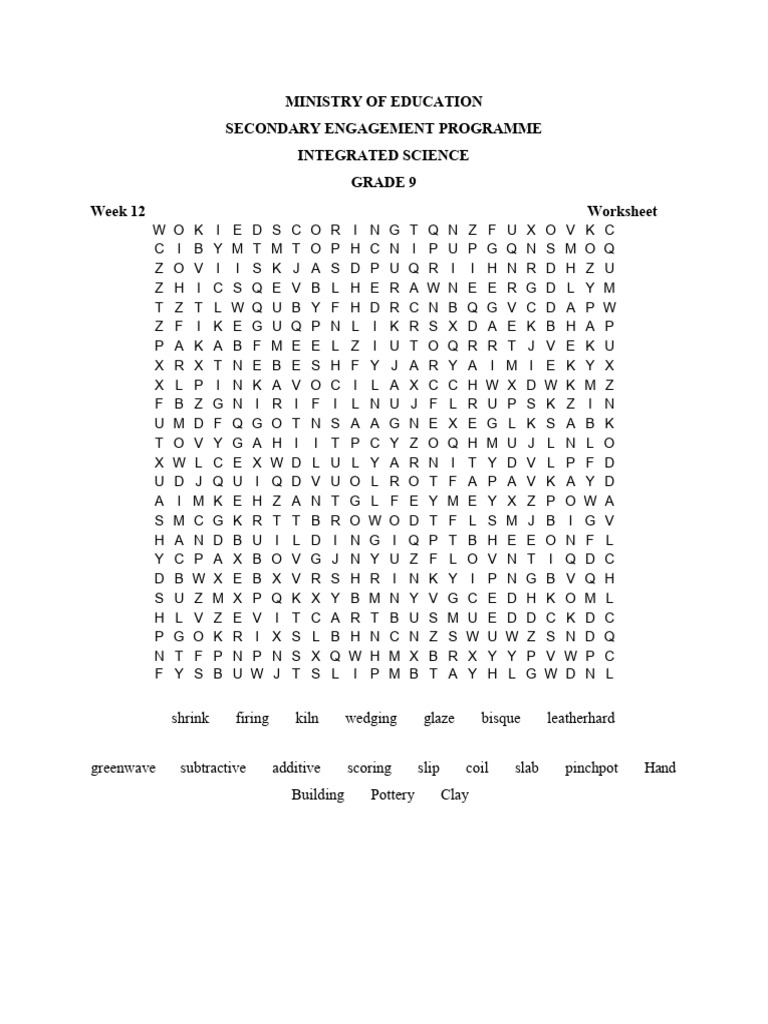 Grade 9 Integrated Science Week 12 Lesson 1 Worksheets 1 and ...
