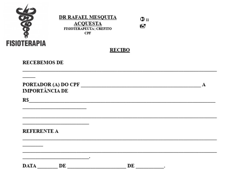 Recibo de Fisioterapia Personalizado | PDF