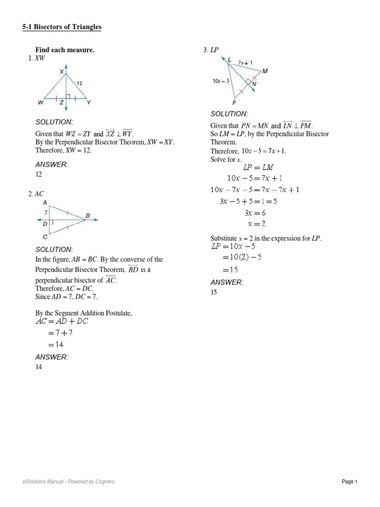 5-1 Bisectors of Triangles | PDF