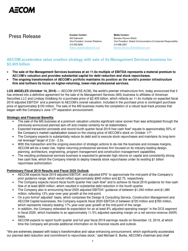 AECOM Value Transformation PR Final | PDF