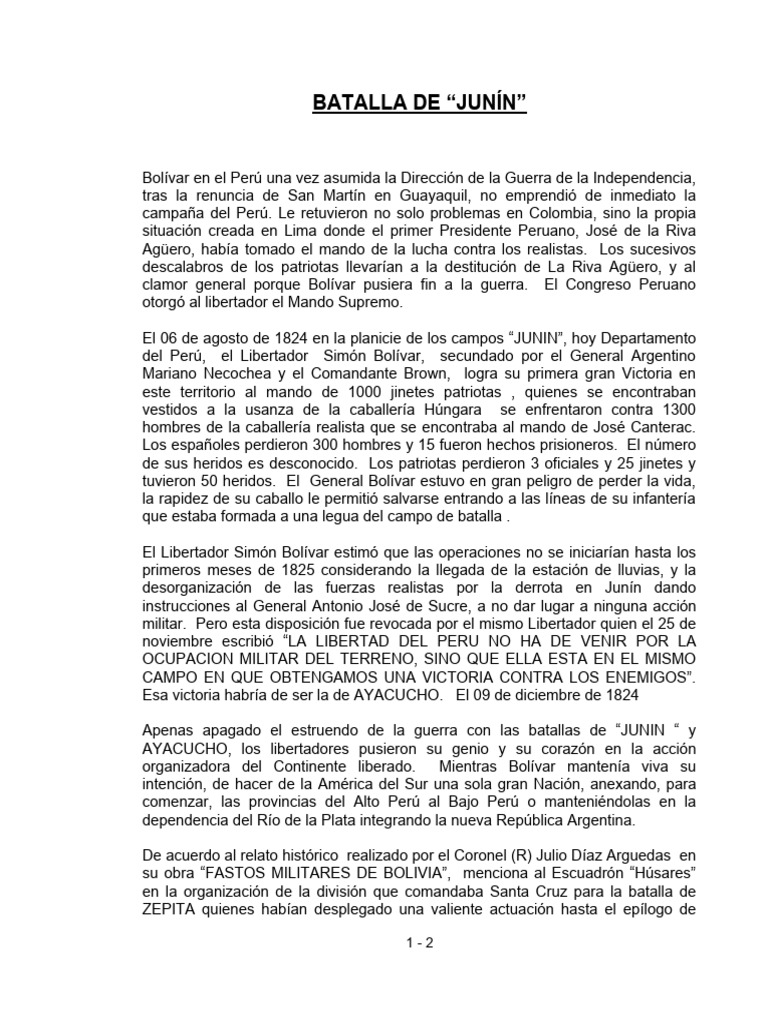 Batalla de Junin | PDF | America latina | Comunidad andina