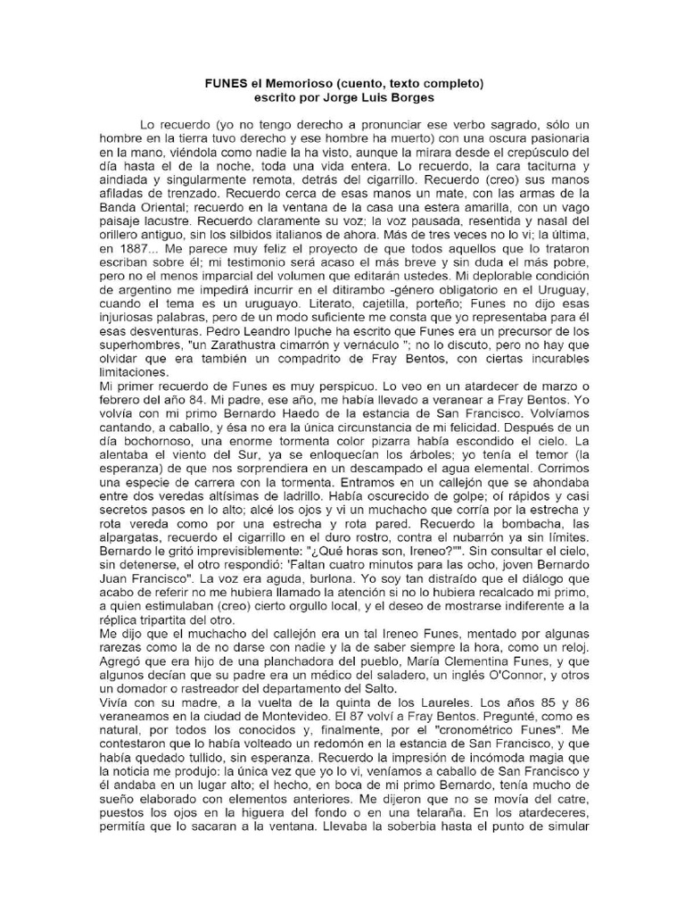 Funes El Memorioso | PDF