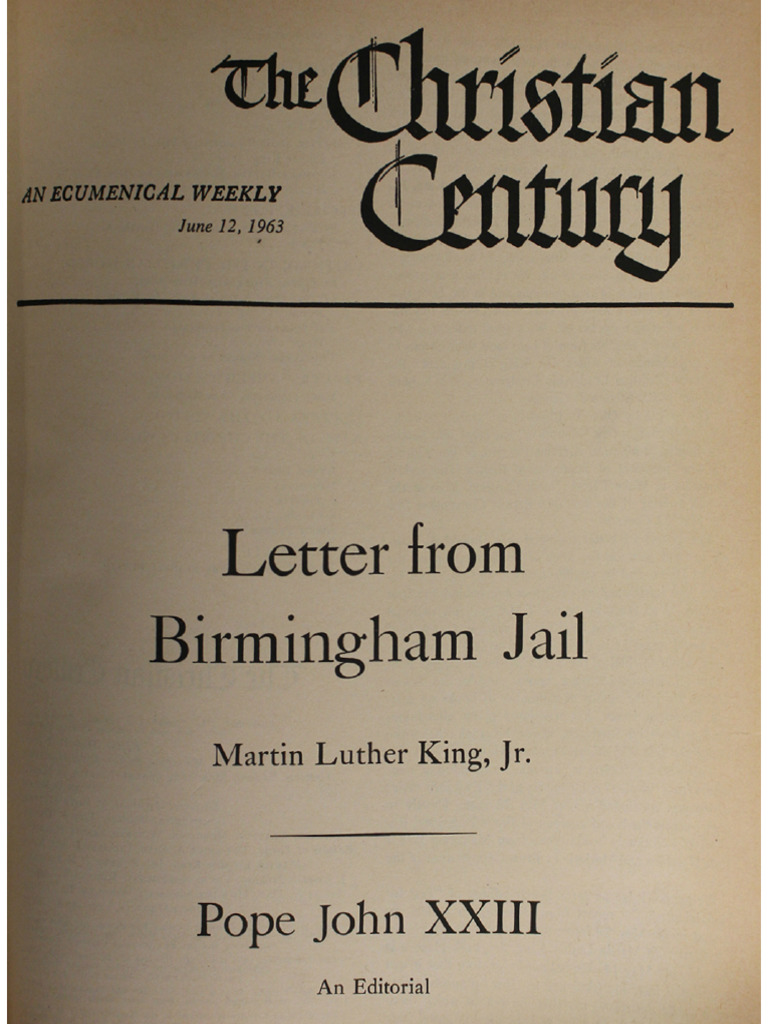 MLK - Letter From A Birmingham Jail | PDF | Jesus | Nonviolence