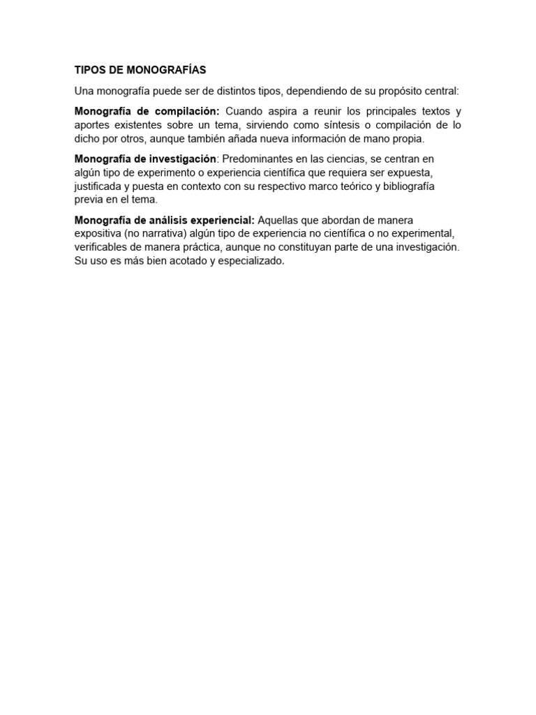 Tipos de Monografías | PDF