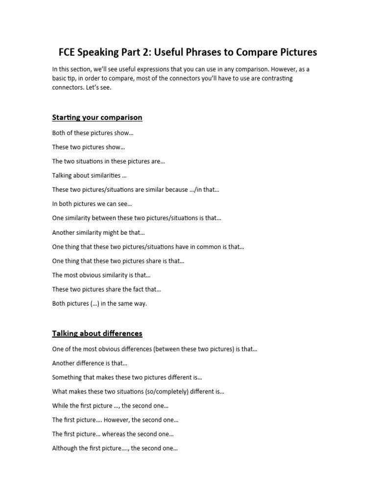 FCE Speaking Part 2 Phrases Guide | PDF