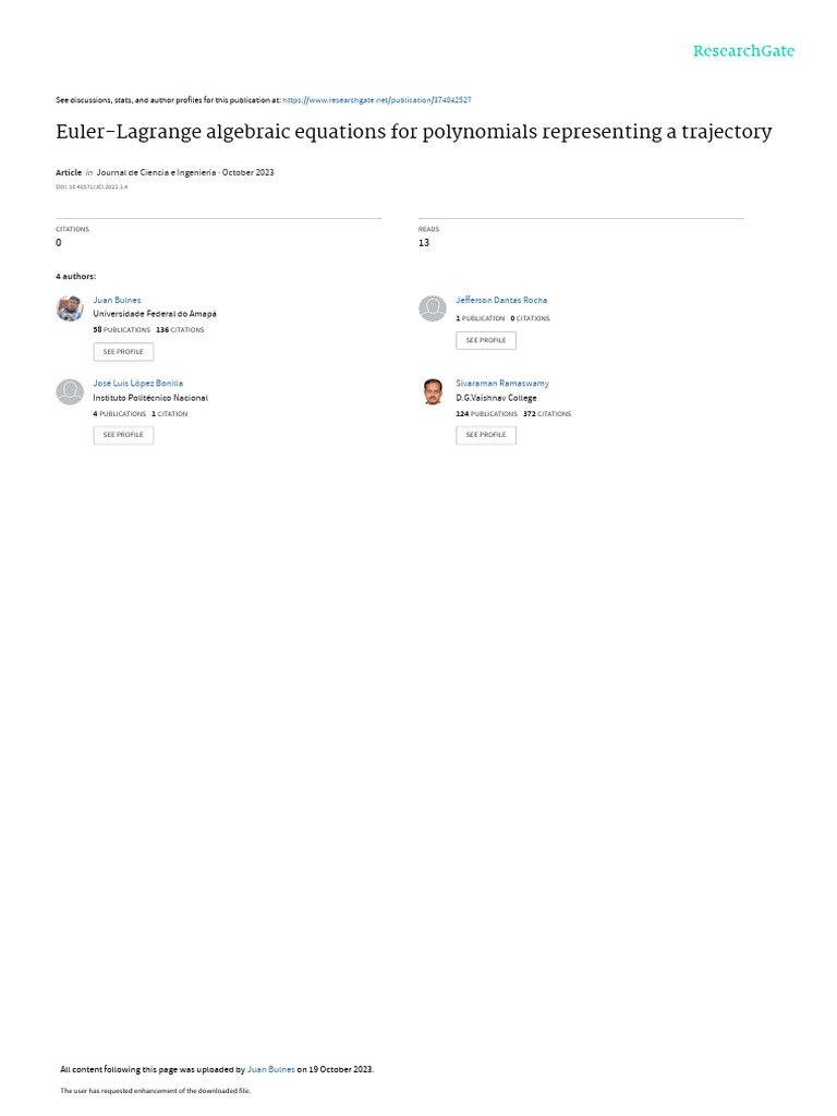 Polynomial Trajectory Equations | PDF