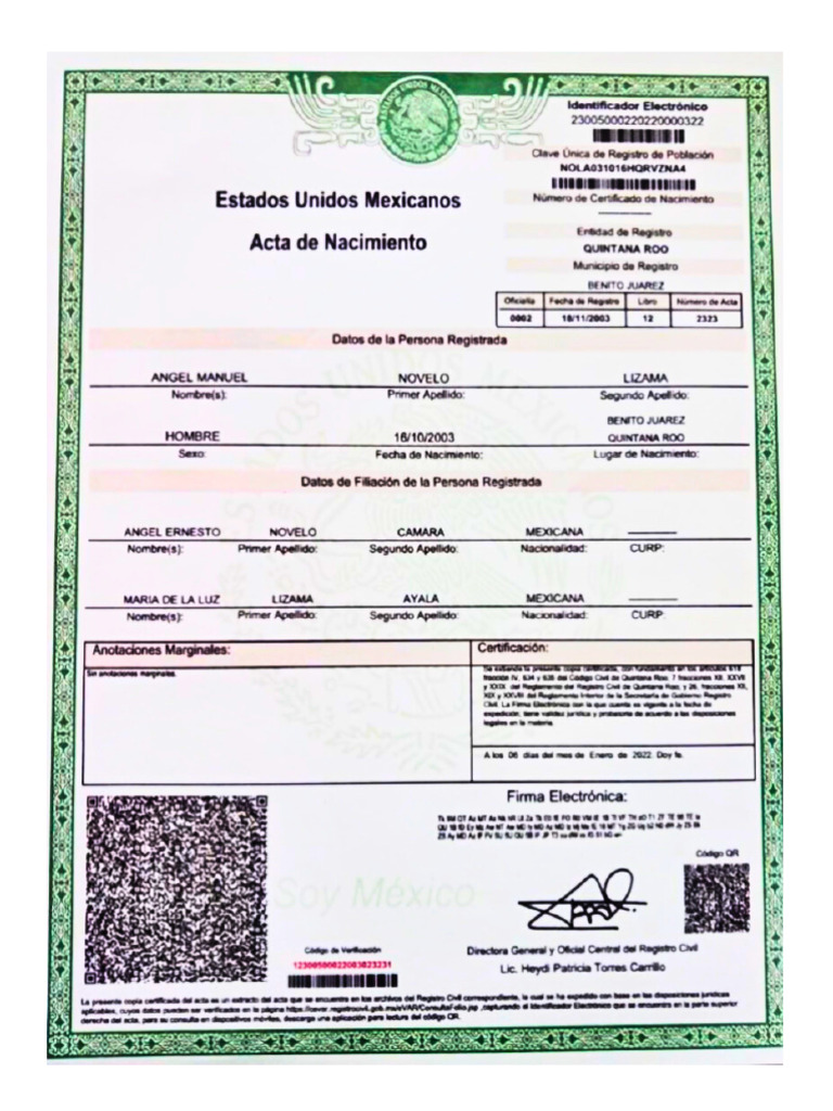 Acta de Nacimiento de Manuel-2 | PDF