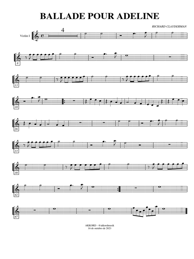 Ballade Pour Adeline - Violino I | PDF