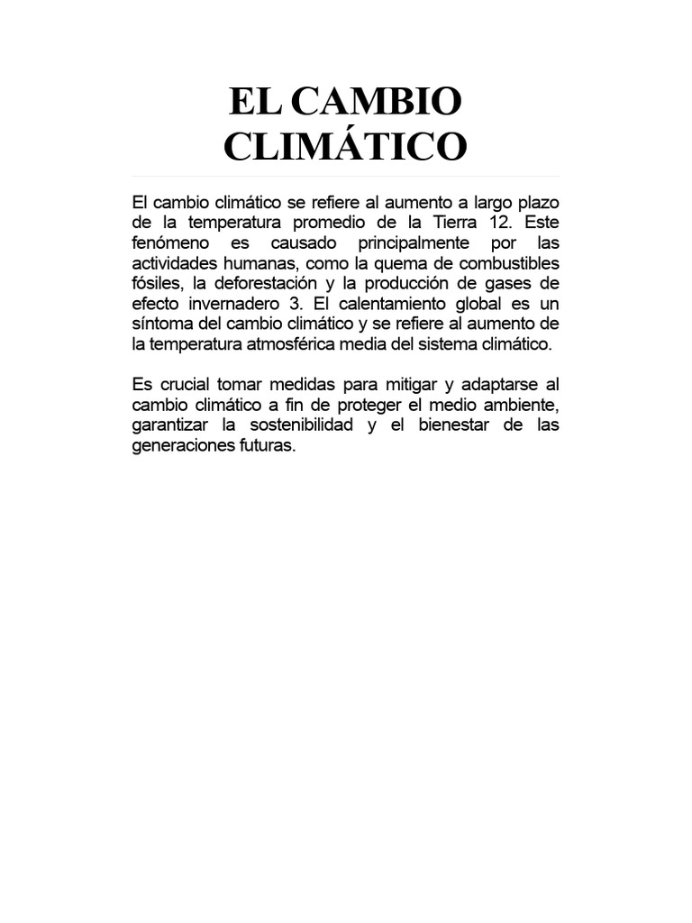 El Cambio Climático | PDF | Cambio climático | Gases de efecto invernadero
