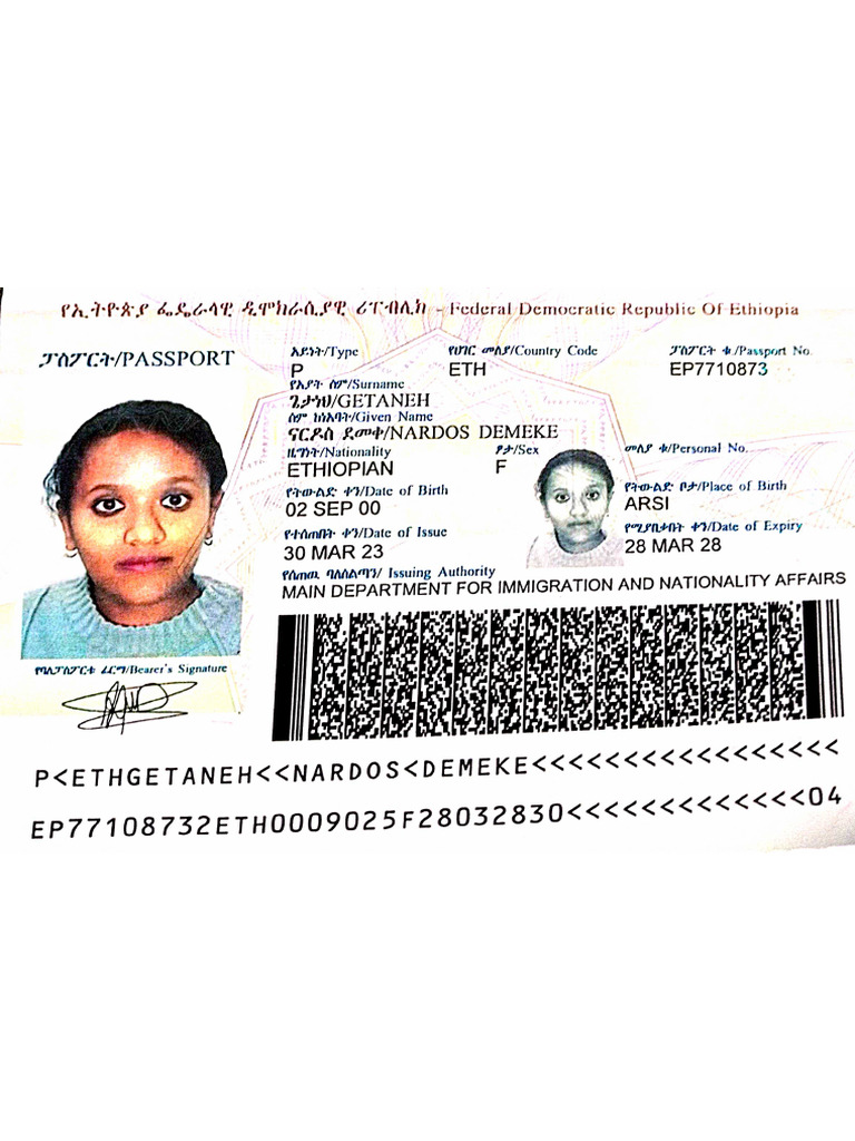 Nardos Demeke Passport | PDF