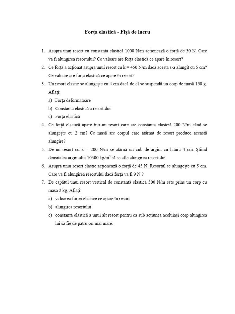 Forta Elastica Fisa de Lucru | PDF