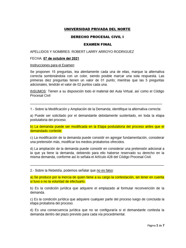 EXAMEN FINAL DPC I Resuelto | PDF