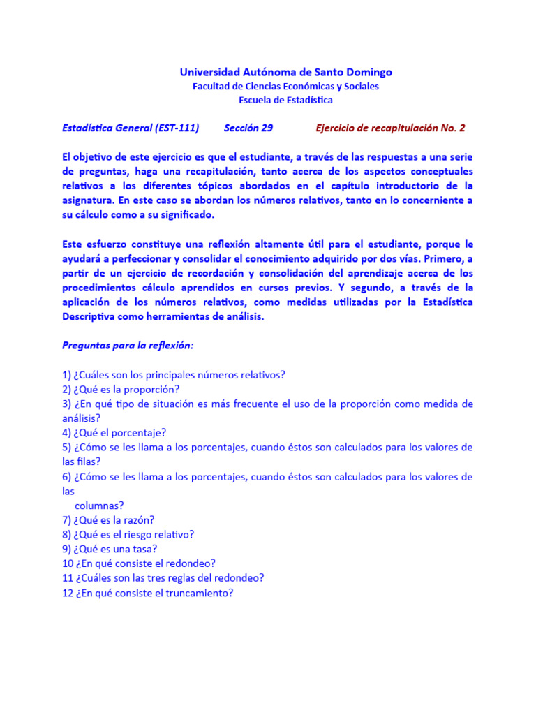 Ejercicio de Recapitulacion No. 2 | PDF