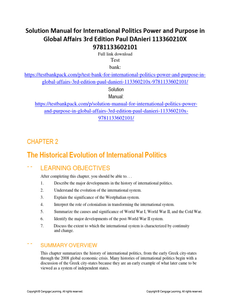 Solution Manual For International Politics Power and Purpose in Global ...